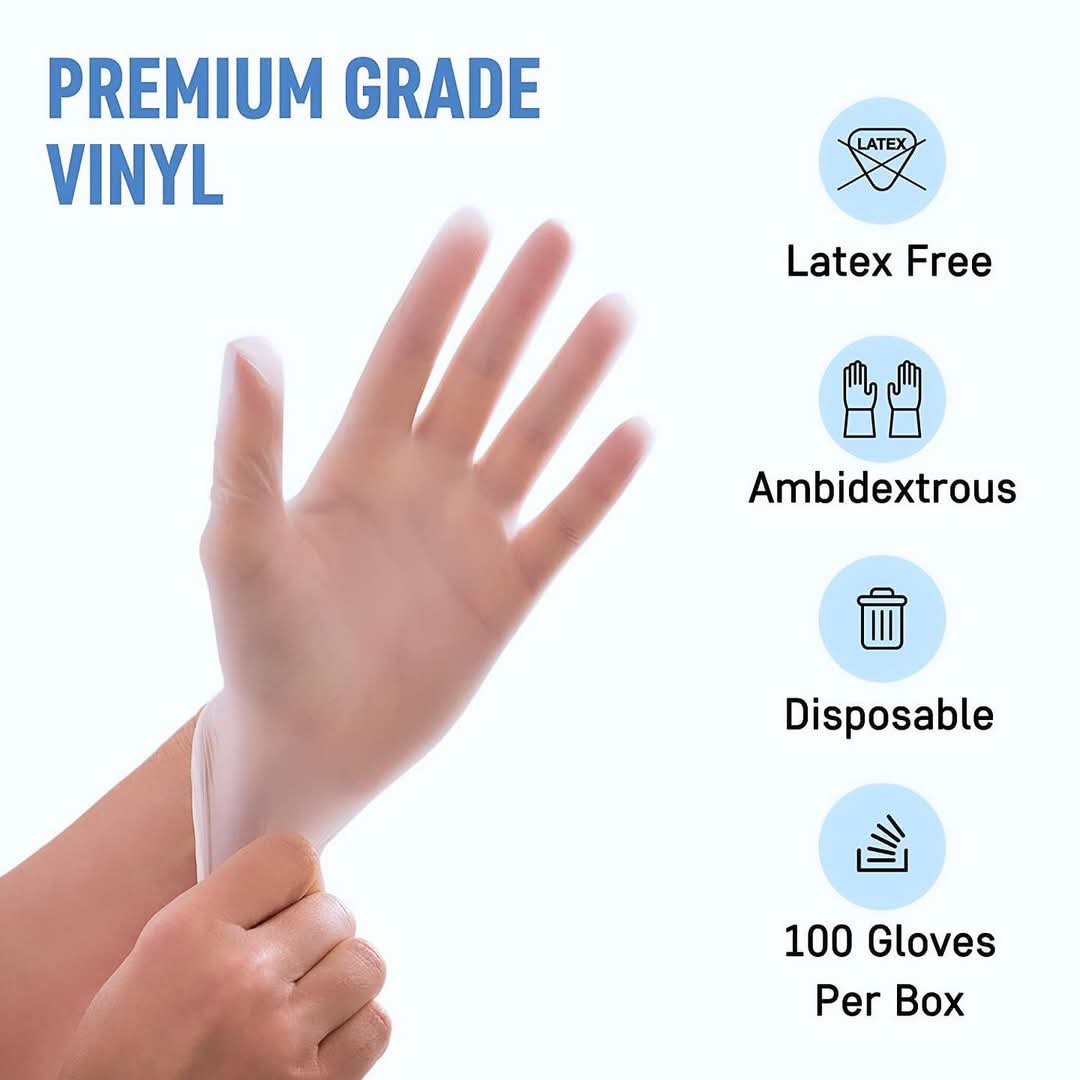 Disposable Vinyl Gloves (Medical grade, Non-sterile) - Safety sasa